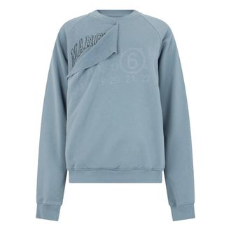 Maison Margiela Baumwoll-Sweatshirt mit Logo - - Sweatshirts & Hoodies - Damen - Blau - S