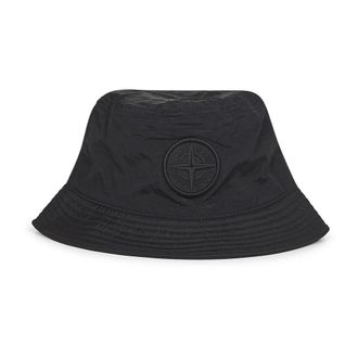 Stone Island Homme, Accessoires, Noir, Taille: M Chapeau Noir avec Logo Brodé
