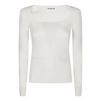 P.A.R.O.S.H. Pullover mit U-Ausschnitt und langen &Auml;rmeln - - Knitwear - Damen - Wei&szlig; - XS