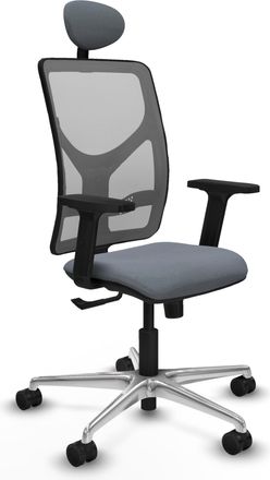 Piqueras y Crespo B&uuml;rostuhl, grau, mit 2D-Armlehnen, h&ouml;henverstellbarer Lendenwirbelst&uuml;tze und festem Kopfteil, ausgestattet mit Sincro 3 Positionen und Schneideschaum,