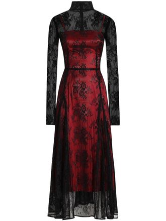 Dolce & Gabbana robe mi-longue en dentelle chantilly - Noir