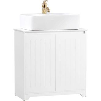 SoBuy Sobuy - BZR108-W Meuble sous Lavabo de Salle de Bain, Meuble sous évier, Meuble sous Vasque, Meuble évier de Cuisine avec 2 Portes