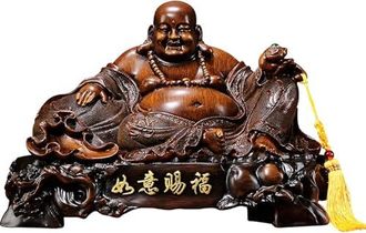 Generic Sculpture Bouddha Rieur Statues Figurine Arts et Artisanat Chance Bonheur Richesse Sculptures Décor Cadeaux Méditation