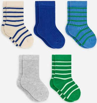 Arket 5 Paar Rippstricksocken F&uuml;r Babys -Blau