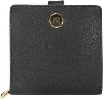 Loewe Portefeuille zipp&eacute; bifold doccasion en cuir de veau - Femme - Pre-owned - Noir - Taille: ONE Size