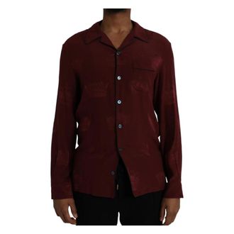 Dolce & Gabbana Seidenhemd mit Kronenmuster - - Shirts - Herren - Braun - M