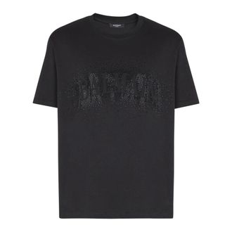 Balmain Homme, Tops, Noir, Taille: XL T-shirt avec effet de spray de cristaux brod&eacute;s