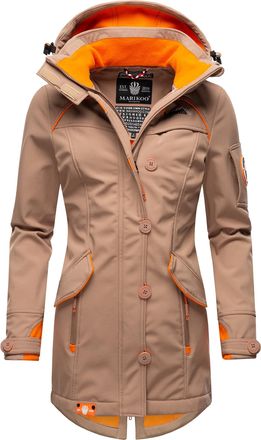 Marikoo Damen Outdoor Parka Kurzmantel Outdoor Mantel mit Kapuze Soulinaa Taupe Grey Gr. S