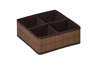 Premier Housewares Kankyo Kanky 4 Abschnitte Dunkelbraune Aufbewahrungsbox, Bambus, Karton, PP-Polypropylen, Braun, 27x27x10