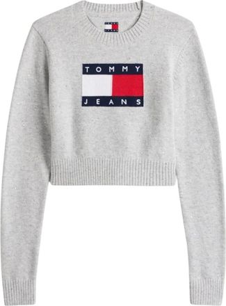 Tommy Jeans Femme, Pulls, Gris, Taille: 40 FR TJW Sparkle Flag Swe