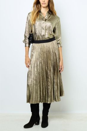 Gerard Darel Jupe midi pliss&eacute;e dor&eacute;e - CHIRAZE - Or