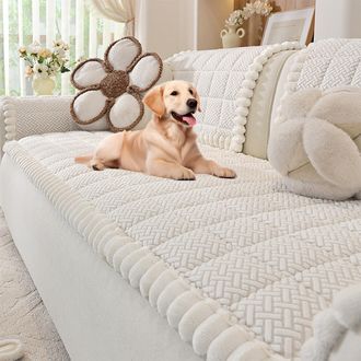 Generic Möbelschoner Weiches Kord Couch überzug, Dicke Gemütlich Sofa Cover für 2 3 4 Sitzer, Anti-Rutsch Sofabezug(White,105x120)