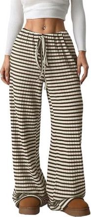 Generic Pantalon de d&eacute;tente pour femme, pantalon ray&eacute;, pantalon de surv&ecirc;tement &agrave; jambes larges, pantalon ample pour femme, pantalon de surv&ecirc;tement mignon, mar