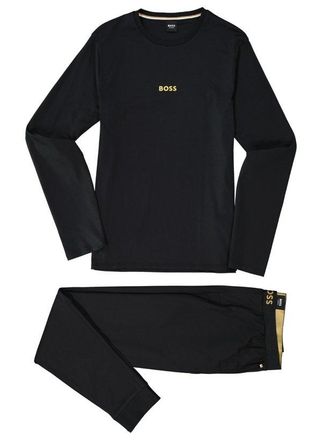 HUGO BOSS Herren Pyjama Set schwarz Jersey-Baumwolle unifarben
