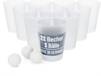 Sopro 22er Set Party Becher Plastik spühlmaschinenfest inkl. 3 Bälle - Made in Germany - Hartplastik Mehrweg Partybecher wiederverwendbar 0,5 Liter - Party 