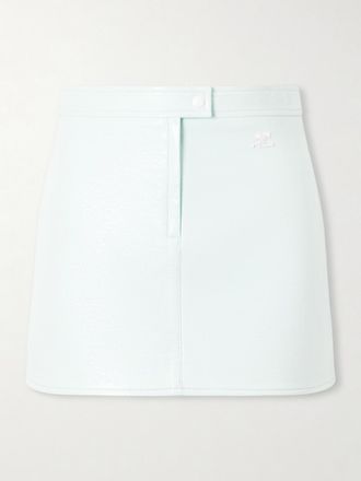 Courr&egrave;ges Mini-jupe En Coton M&eacute;lang&eacute; Enduit &Agrave; Appliqu&eacute; - Vert