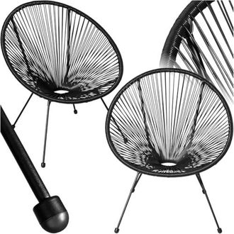 TecTake Lot de 2 Fauteuil de Jardin Acapulco pour Salon de Jardin Exterieur ou Intérieur, Structure en Acier époxy, Mobilier pour Amenagement Balcon Terrasse 