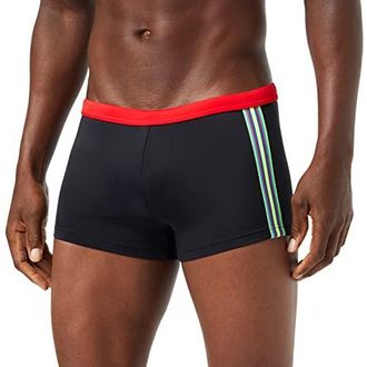 HOM KAJYY Mistral Swim Shorts Maillot de Bain, Noir + Bande ray&eacute;e Multico, Black Blue Homme