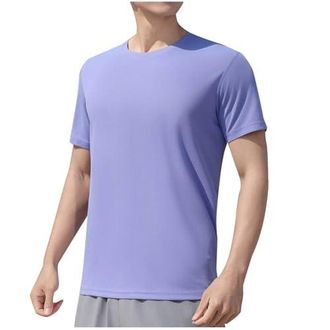 Generic T-shirt de sport pour homme - Grandes tailles - Manches courtes - Couleur unie - Col rond - T-shirt de loisirs - Stretch - Fitness - T-shirt de sport,