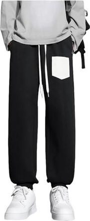 Generic Pantalon respirant coupe droite pour le travail et les sorties d&eacute;contract&eacute;es, taille &eacute;lastique, l&eacute;ger et confortable, Noir, 3XL
