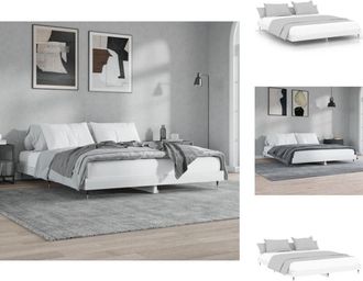vidaXL Bettgestell Hochglanz-Wei&szlig; 140x200 cm Holzwerkstoff - Betten - Bettgestell - Doppelbett - Wei&szlig;es Bett - Holzrahmen