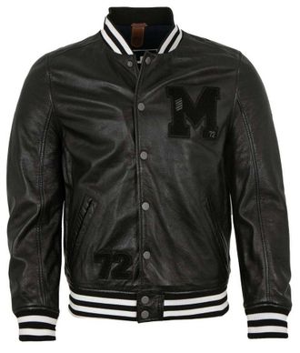 Mauritius Lederjacke GMMuno Gipsy - Herren Lederjacke Collegejacke Blouson Lammnappa schwarz-wei&szlig;