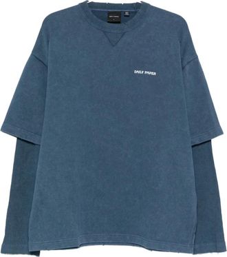 Daily Paper Clothing Homme, Sweatshirts et sweats &agrave; capuche, Bleu, Taille: XL Layered LS T-Shirt