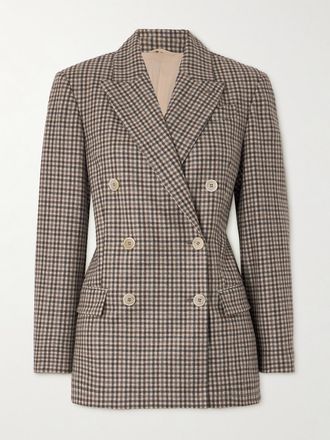 Brunello Cucinelli Doppelreihiger Blazer Aus Karierter Wolle - Braun
