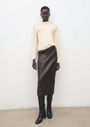 Mango Pull-over laine m&eacute;lang&eacute;e torsades &eacute;cru - Femme - XS - MANGO