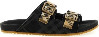 Burberry Homme, Chaussures, Noir, Taille: 40 EU Check Suede Urchin Sandales