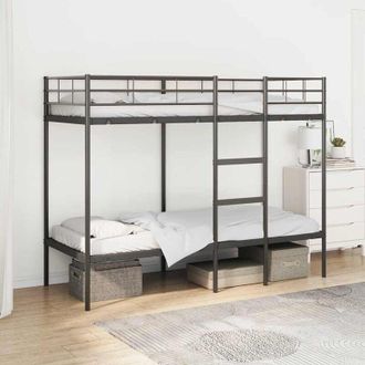 vidaXL Vidaxl - Lit superpos&eacute; sans matelas noir 75x190 cm acier