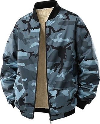 Generic Veste dext&eacute;rieur camouflage pour homme - Veste de randonn&eacute;e imprim&eacute;e - Veste dext&eacute;rieur l&eacute;g&egrave;re - Veste de course chaude doubl&eacute;e - Sans capuche - Veste
