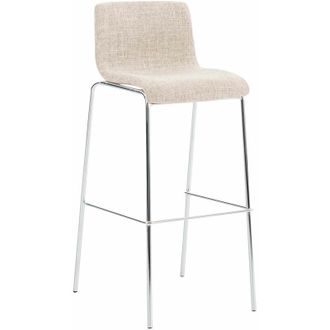 Clp Tabouret de bar Hover Assise en Tissu - 4 Pieds en m&eacute;tal Cr&egrave;me Chrome