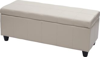 Mendler Aufbewahrungs-Truhe Kriens, Sitzbank Bank, Kunstleder, 45x114x45cm - Creme
