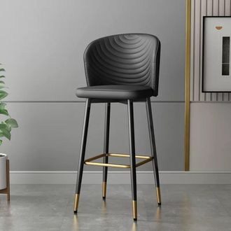 Generic Barhocker mit Kunstlederbezug, R&uuml;ckenlehne und Metallbeinen, K&uuml;chenst&uuml;hle, Tresenhocker