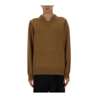 Jil Sander V-Ausschnitt Strickpullover - - Knitwear - Herren - Beige - L