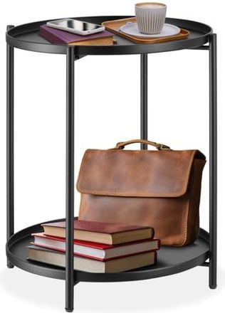 TecTake Table dappoint ronde, 45,5 x 45,5 x 53 cm Petite Table basse de Salon 2 Plateaux amovibles Meuble Bout de canape Meuble dappoint Canape D&eacute;coration Mai