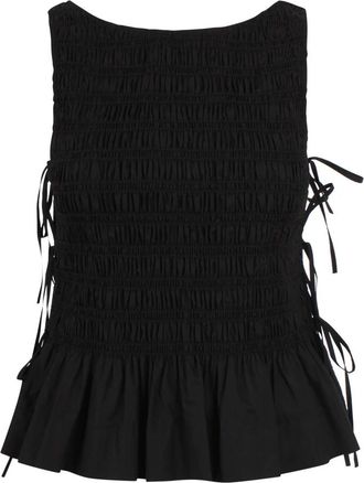 Ganni Femme, Tops, Noir, Taille: 38 FR Haut &agrave; texture smock&eacute;e