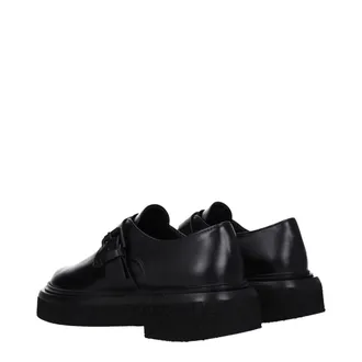 Max Mara Leather Buckle-Strap Flat - Black