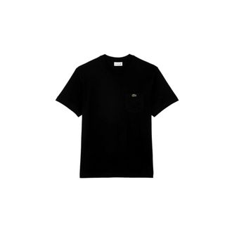 Lacoste Schwarzes Baumwoll-T-Shirt mit Brusttasche - - Tops - Herren - Schwarzk - S