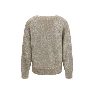 Brunello Cucinelli Sequined Mohair-Blend Sweater - Beige