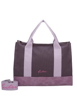 Fritzi Aus Preu&szlig;en Fritzi Canvas Tote Bag Canvas Plumy Shopper Baumwollmix Damen Handtasche Umh&auml;ngetasche Festival City Beach vegan 29,5 x 40 x 14 cm, Lila