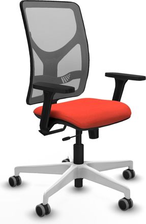 Piqueras y Crespo B&uuml;ro-Rollstuhl mit 3D-Armen, h&ouml;henverstellbare Lendenwirbelst&uuml;tze, ausgestattet mit Syncro/Traslack und Schneideschaum, Grau/Dunkelorange