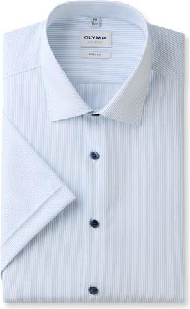 Olymp Level Five, Body Fit, Bügelleichtes Stretch-Kurzarmhemd mit Streifen in