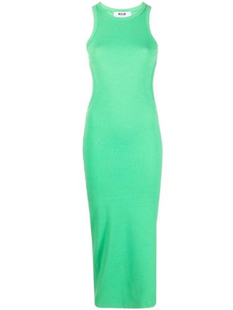 Msgm robe nervur&eacute;e &agrave; design sans manches - Vert