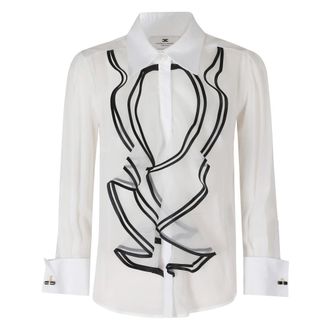 Elisabetta Franchi Georgette-Bluse mit R&uuml;schen - - Blouses & Shirts - Damen - Wei&szlig; - L