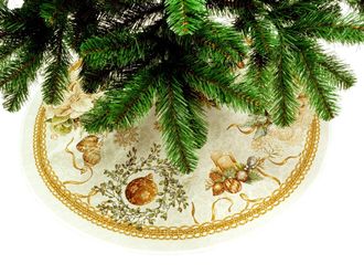 Hossner Weihnachtsbaumdecke Gobelin 95 cm Rund Weihnachten Christbaumdecke Glitzer Baumdecke Baumteppich Waschbar Wiederverwendbar