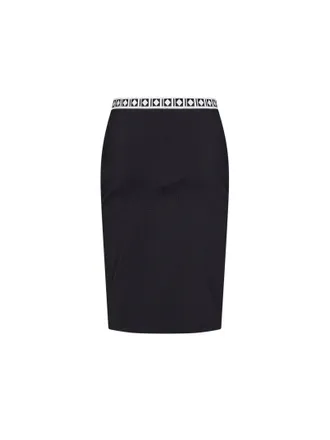 Versace Womens Knit Midi Skirt With Jacquard Black Viscose