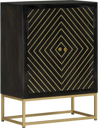 vidaXL Vidaxl - Buffet avec 2 portes noir et dor&eacute; 55x30x75 cm manguier
