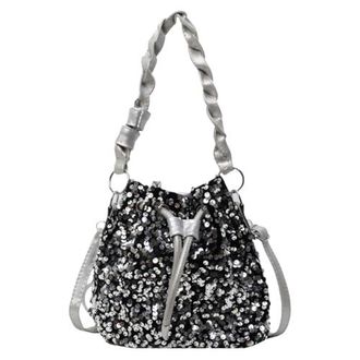 Generic Sac &agrave; bandouli&egrave;re avec cordon de serrage pour femme, grande capacit&eacute;, sac &agrave; bandouli&egrave;re amovible, sac seau tendance &agrave; paillettes, sac &agrave; main pour voya